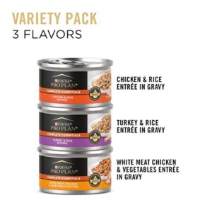 Purina Pro Plan Gravy, High Protein Wet Cat Food Variety Pack, Complete Essentials Chicken and Turkey Favorites - (2 Packs of 12) 3 oz. Cans