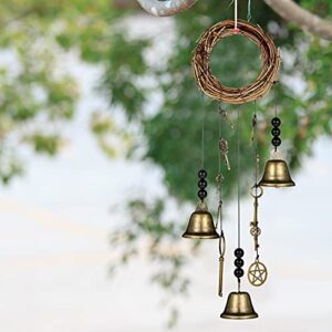 Witch Bells 2 Pieces Door Knob Hanger Witchcraft Decor Wind Chimes Positive Energy Decor Magic Home Protection Bells Handmade Clear Negative Energy Witch Door Knocker for Boho Decor (Classic Style)