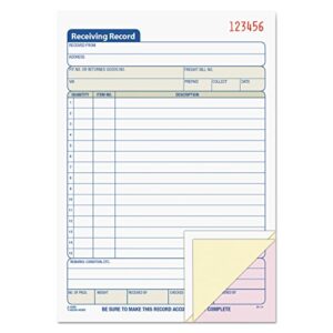 tops 46260 receiving record book, 5 1/2 x 7 7/8, three-part carbonless, 50 sets/book