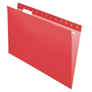 office depot 2-tone hanging file folders, 1/5 cut, 8 1/2in. x 14in., legal size, red, box of 25, od81628