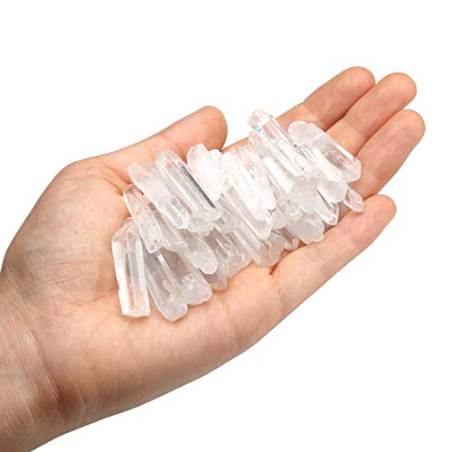 Top Plaza 0.44lb Bulk Irregular Shape Polished Clear Quartz Crystal Points 0.59-1.57'' Natural Tumbled Stones for Decor Reiki Crystal Chakra Cealing