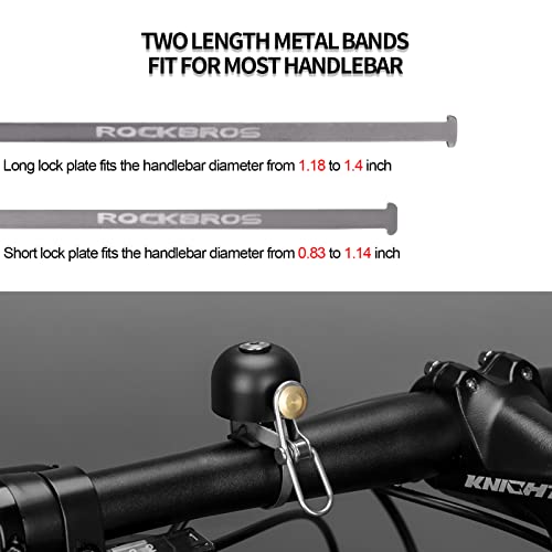 ROCKBROS Bike Bell Classic Bicycle Bell for Bike Ring Bell with Loud Sound Bells for Road Mountain Bike Handlebars Adults Black