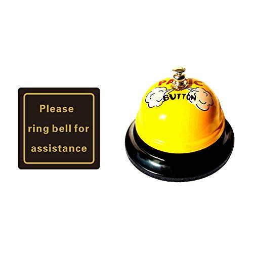 Service Bell for Restaurant Desk Call Bells Dogs Bell Service Bell for Sick Funny Elderly Loud Bell(1 3.5" Service Bell & 1 Black Bell Sign with Sticker)