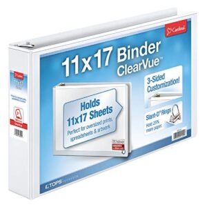 Cardinal® Slant-D® Ring 11" x 17" Tabloid ClearVue™ Binders, 2" Rings, 63% Recycled, White & Tops 11x17 Write'n Erase Tab Divider, 5-Tab, White, (84270CB)