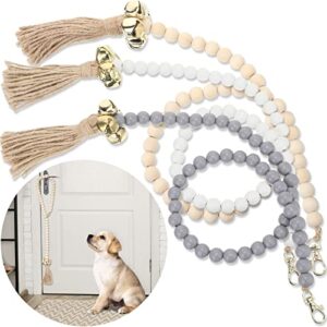 3 pcs hanging dog bell for door potty training decorative dog door bells wooden beads adjustable small dog potty bell puppy supplies for pets dogs puppies potty training accessories, 3 colors