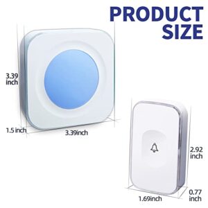 Wireless Doorbell Plug in 1200feet wireless door bell Battery Operated Doorbell Button with Flashing Light 36 Melodies 4 Volume 2 Receivers 1 Touch Button White FUHONGRUI