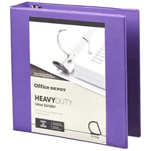 Office Depot® Brand Heavy-Duty D-Ring View Binder, 2" Rings, 54% Recycled, Purple