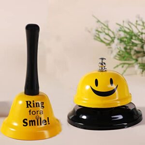 Party Decor&crafts 3PCS Office Desk Call Bells Cute Smiley Service Bell Party Game Ring Bell for Hotel, Classroom, School, Kitchen, Restaurants (2 Short+Tall Bell, 3)