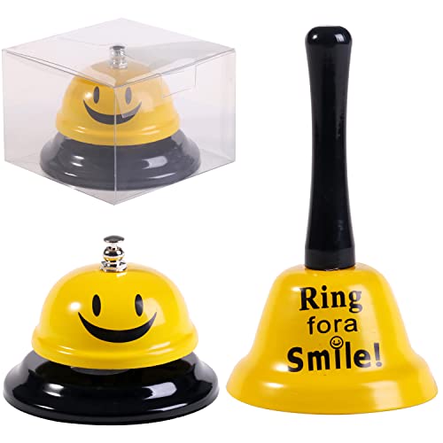 Party Decor&crafts 3PCS Office Desk Call Bells Cute Smiley Service Bell Party Game Ring Bell for Hotel, Classroom, School, Kitchen, Restaurants (2 Short+Tall Bell, 3)