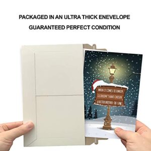 Christmas Card Brother In Law | Made in America | Eco-Friendly | Thick Card Stock with Premium Envelope 5in x 7.75in | Packaged in Protective Mailer | Prime Greetings