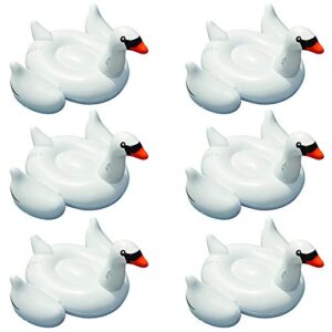 swimline giant swan inflatable ride-on swimming pool raft float, white (6 pack)