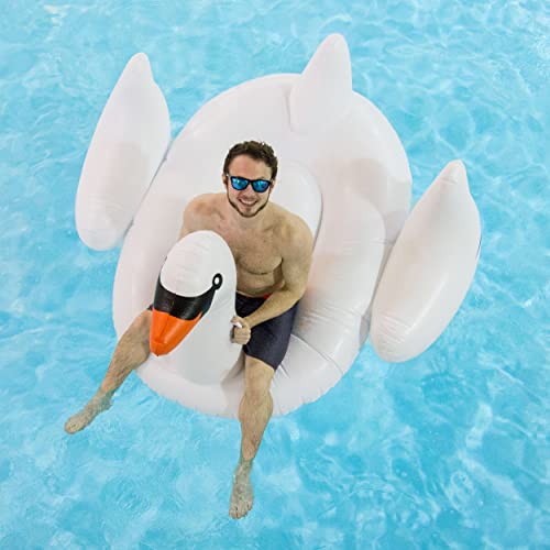 Swimline Giant Swan Inflatable Ride-On Swimming Pool Raft Float, White (6 Pack)