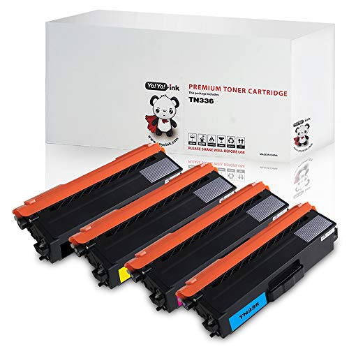 YoYoInk Compatible Toner Cartridge Replacement for Brother TN336 TN 336 (1 Black, 1 Cyan, 1 Magenta, 1 Yellow; 4-Pack)