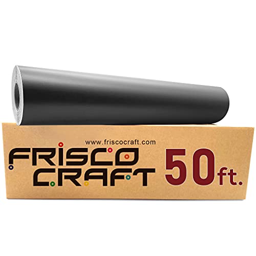 Frisco Craft Black Permanent Vinyl - 12" x 50 FT Vinyl Roll for Cricut, Silhouette, Cameo Cutters, Signs, Scrapbooking, Craft, Die Cutters, CNC, Water & Weather-Resistant Black Matte Adhesive Vinyl