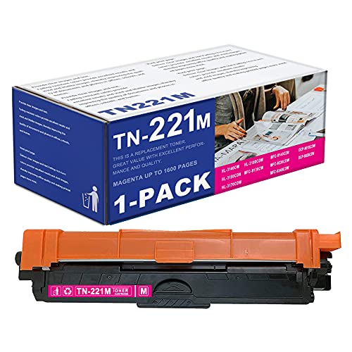 INDI 1 Pack TN221M TN221 TN221 Magenta Toner Cartridge Replacement for Brother HL3140CW 3150CDN 3180CDW 3170CDW DCP9015CDW 9020CDN MFC9130CW 9140CDN 9330CDW 9340CDW Printer.