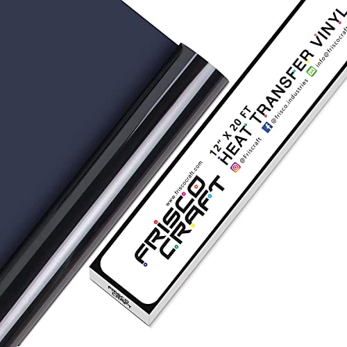 Frisco Craft HTV Vinyl Rolls - Heat Transfer Vinyl for Custom Prints - 12" x 20ft Black Matte HTV Roll - Iron on Vinyl for All Cutter Machine - PU HTV Heat Transfer Vinyl - DIY Heat Vinyl (Black)