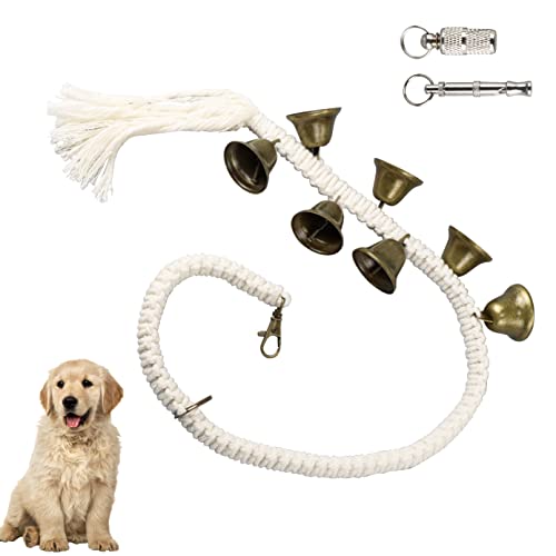 HANIML Dog Door Bell for Training Dogs to Go Out and Potty - Adjustable Length Hanging Brass Pet Door Bell - for Small and Large Dogs to Go Outside