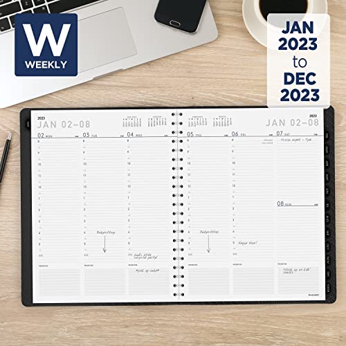 AT-A-GLANCE 2023 Weekly & Monthly Planner, Half-Hourly Appointment Book, 8-1/4" x 11", Large, Monthly Tabs, Pocket, Contemporary, Graphite (70950X45)