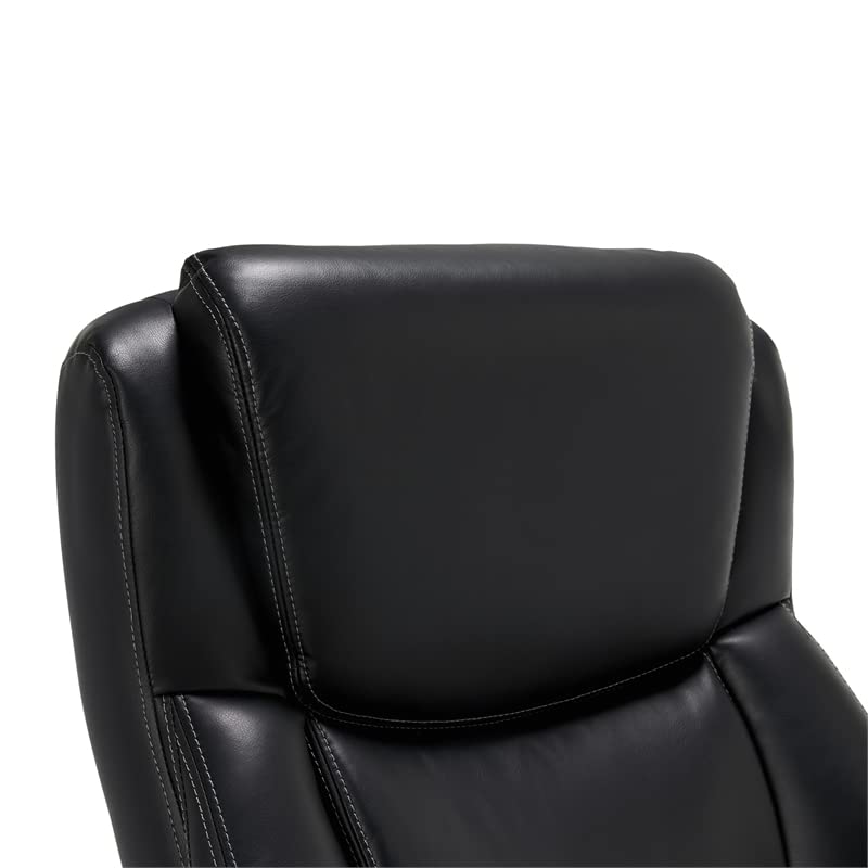 La-Z-Boy Delano Big & Tall Executive Office Chair | High Back Ergonomic Lumbar Support, Bonded Leather, Black with Mahogany Wood Finish | 45833A