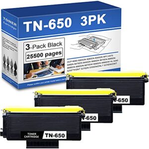 3 pack tn650 black toner cartridge compatible tn-650 high yield toner cartridge replacement for brother hl-5240 5370dw/dwt 5380dn 5270dn 5350dn dcp-8060 mfc-8480dn printer toner.