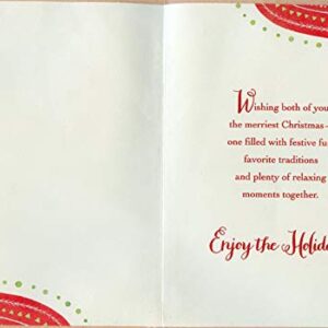 Designer Greetings Holly, Green Ribbon, Red Sequins, 3D Tip On Corners : May All The Gifts Keepsake Handcrafted Christmas Card for Sister and Brother-in-Law