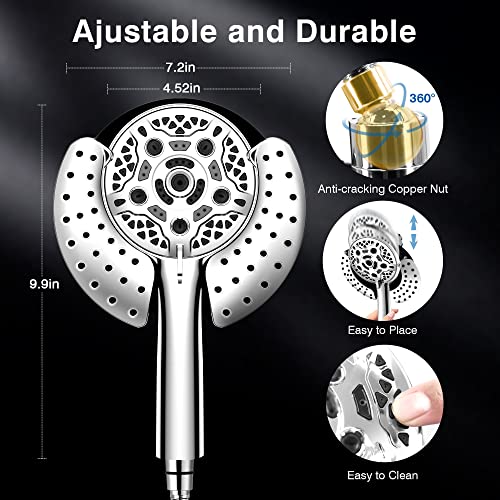 Shower Head with Handheld High Pressure: INAVAMZ Hand Held Shower Head & Rain Shower Head 2-IN-1 Shower Head with 59" Rotatable Stainless Steel Hose, Meet cUCP and CEC Certification