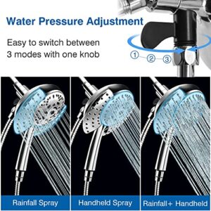 Shower Head with Handheld High Pressure: INAVAMZ Hand Held Shower Head & Rain Shower Head 2-IN-1 Shower Head with 59" Rotatable Stainless Steel Hose, Meet cUCP and CEC Certification