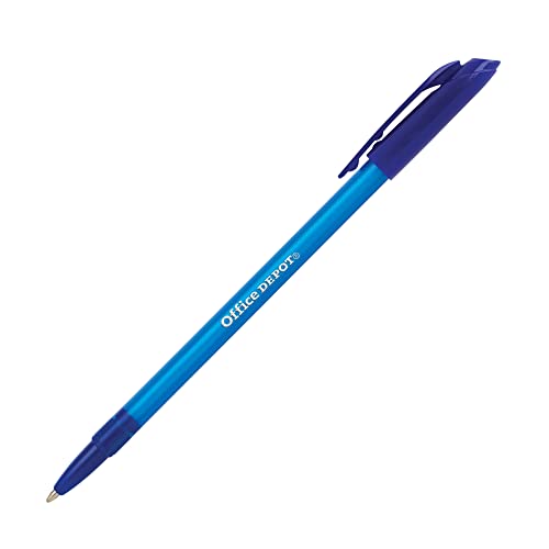 Office Depot® Brand Ballpoint Stick Pens, Medium Point, 1.0 mm, Blue Barrel, Blue Ink, Pack Of 60 Pens