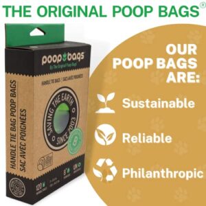 The Original Poop Bags® - Dog Poo Bags with Tie Handle - USDA Certified Biobased Dog Waste Bags with Handles - Unscented Leak proof Thick & Strong Doggy Bag - 7x13 120 bags in pack - Unscented