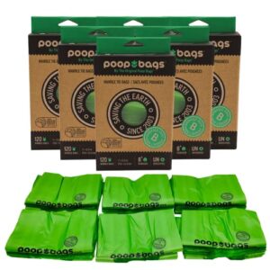 The Original Poop Bags® - Dog Poo Bags with Tie Handle - USDA Certified Biobased Dog Waste Bags with Handles - Unscented Leak proof Thick & Strong Doggy Bag - 7x13 120 bags in pack - Unscented