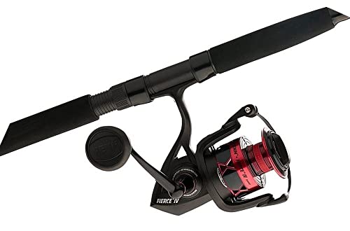 PENN Fierce IV Spinning Reel and Fishing Rod Combo, Black/Red