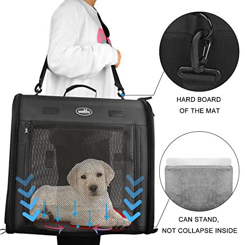 Wakytu Portable 2-in-1 Pet Carrier for Medium Dogs Large Cat Carrier for 2 Cats Travel Double Dog Crate Set with Portable Carry Bag/Hammocks/Mats/Tent Stakes/2 Pcs Pet Bowls for Outdoor Camping