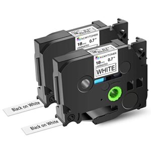 kcmytoner 2 pack compatible for brother tz tze laminated tape tze241 tz241 tze-241 tz-241 black on white p-touch label maker 3/4 inch (18mm) x 26.2 ft (8m)