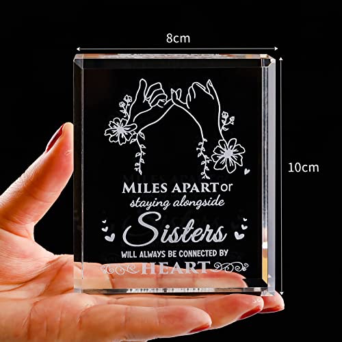 Movdyka Sisters Birthday Gifts from Sister Brother, Laser Engraved Crystal Keepsake Paperweight, Unique Personalized Paper Weight Anniversary Remembrance as Christmas Present