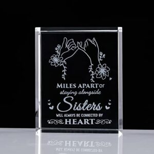 Movdyka Sisters Birthday Gifts from Sister Brother, Laser Engraved Crystal Keepsake Paperweight, Unique Personalized Paper Weight Anniversary Remembrance as Christmas Present