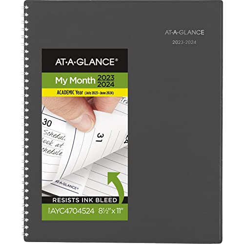 AT-A-GLANCE 2023-2024 Planner, Monthly Academic, 8-1/2" x 11", Large, DayMinder, Charcoal (AYC47045)