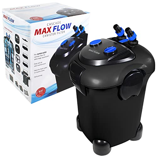 Penn-Plax Cascade Max Flow Aquarium Canister Filter – Great for Extra Large Fish Tanks – Perfect for 250+ Gallon Aquariums – 820 Gallons per Hour (GPH)