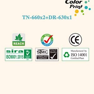 ColorPrint Compatible TN-660 Toner Cartridge DR-630 Drum Unit Replacement for Brother DR630 TN660 Used for HL-L2380DW HL-L2300D HL-L2340DW MFC-L2680W MFC-L2740DW Printer (2Toners+1Drum,Total: 3-Pack)