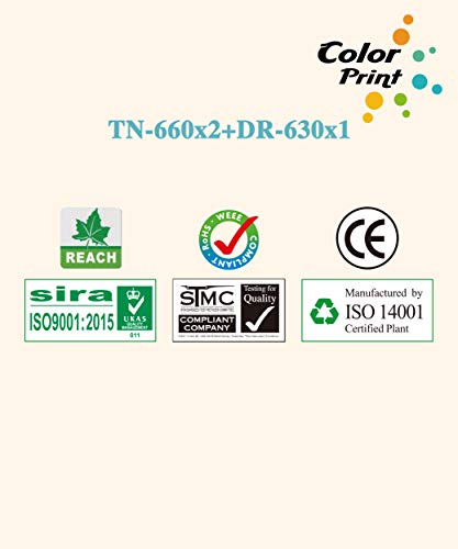 ColorPrint Compatible TN-660 Toner Cartridge DR-630 Drum Unit Replacement for Brother DR630 TN660 Used for HL-L2380DW HL-L2300D HL-L2340DW MFC-L2680W MFC-L2740DW Printer (2Toners+1Drum,Total: 3-Pack)