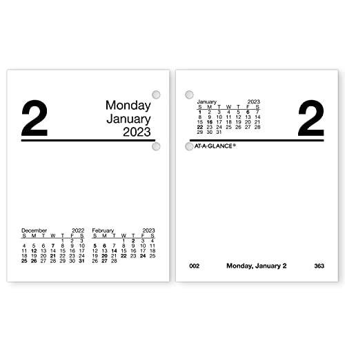 AT-A-GLANCE 2023 Daily Desk Calendar Refill, 3" x 3-3/4", Compact, Refill A, Loose Leaf (E91950)