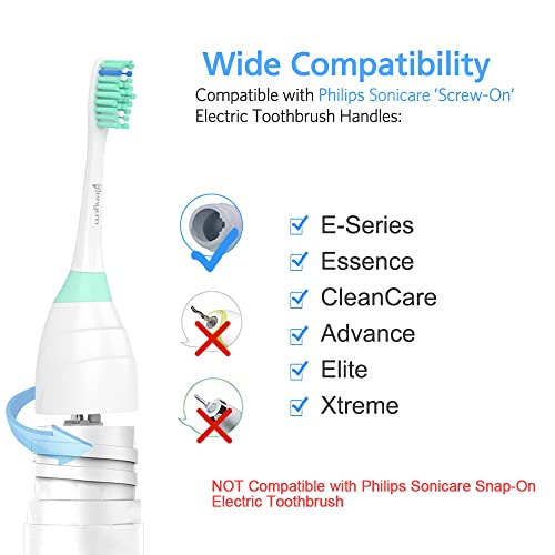 Replacment Brush Heads Compatible with Philips Sonicare E-Series Essence, Xtreme, Elite, Advance, and CleanCare Electric Toothbrush, Toothbrush Replacment Heads Refills, 6 Pack