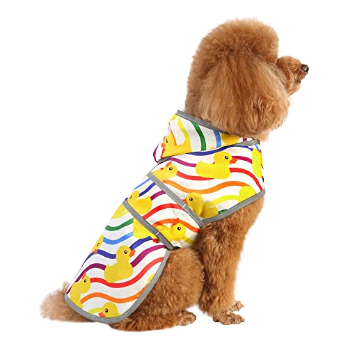 Small Dog Raincoat with Hood and Leash Hole, Waterproof Dog Rain Coats for Small Dogs, Reflective Dog Rain Jacket for Small Dogs