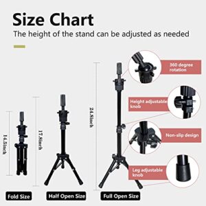 SZCY LLC 23 Inch Canvas Block Wig Head, Wig Stand Tripod with Head, Mannequin Head for Wigs, Manikin Canvas Head Block Set for Wigs Making Display with Wig Caps, T Pins C Pins Set Bristle Brush