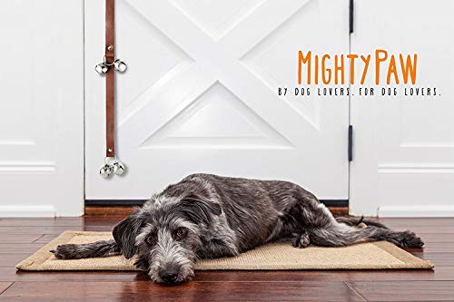 Mighty Paw Leather Tinkle Bells, Premium Leather Dog Doorbells, Extra Soft Leather with Durable Jingle Bells, Housetraining Doggy Door Bells for Potty Training (Brown)