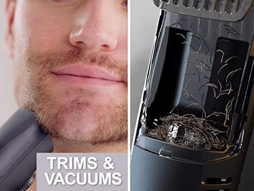 Bell+Howell Vacutrim Professional Vacuum Hair Trimmer with Powerful Suction Rechargeable Shaver for Mens Beard Mustache Sideburn Ultra Sharp Stainless Blade Cordless Hair Clipper As Seen On TV