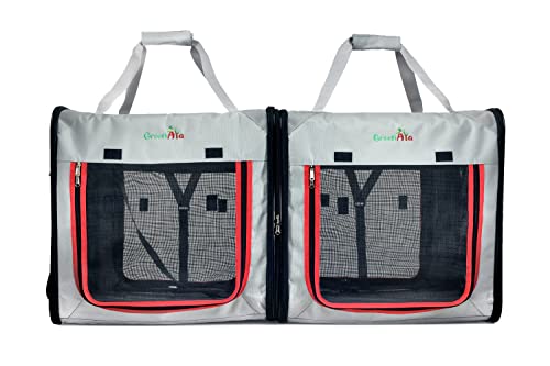 Double Pet Carrier for Cats and Dogs – Use Individually or Zip Together for Large Travel Pet Carrier – Lightweight Connect Carrier – Compact – Carry Case Included