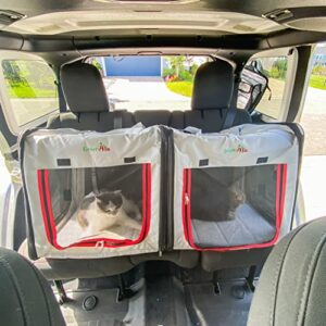 Double Pet Carrier for Cats and Dogs – Use Individually or Zip Together for Large Travel Pet Carrier – Lightweight Connect Carrier – Compact – Carry Case Included