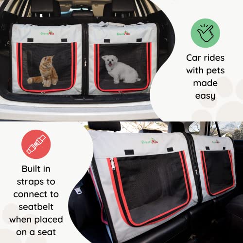 Double Pet Carrier for Cats and Dogs – Use Individually or Zip Together for Large Travel Pet Carrier – Lightweight Connect Carrier – Compact – Carry Case Included