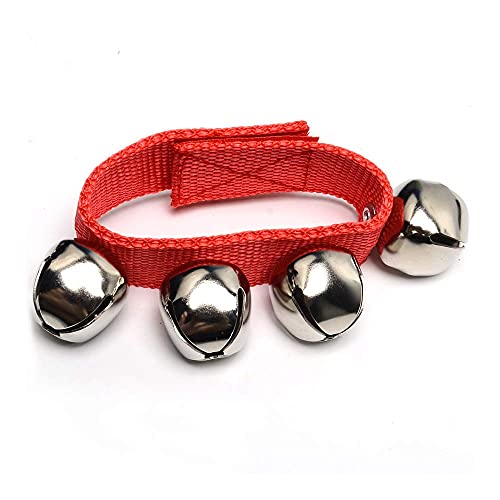 Coolrunner 2pcs/4pcs Band Wrist Bells Christmas Musical Tambourine Wrist Shaking Jingle Bells Percussion Orchestra Rattles (Red)