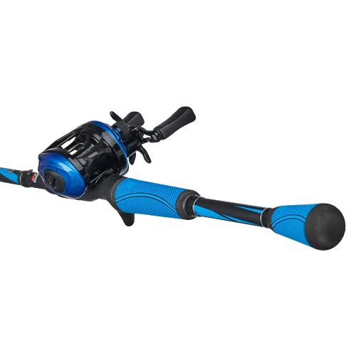 Abu Garcia Blue Max Low Profile Baitcast Reel and Fishing Rod Combo, 7'